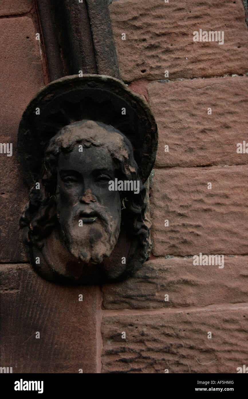 Stone carving of face of Jesus Christ Stock Photo - Alamy