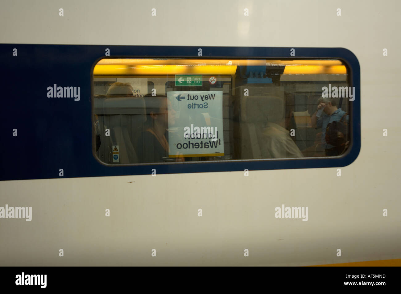 London waterloo eurostar window reflection Stock Photo - Alamy