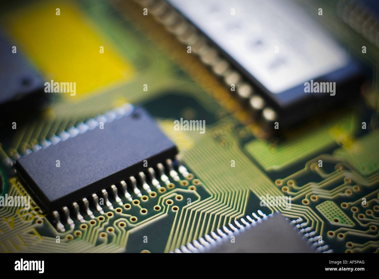 Circuit board and microchip image Stock Photo - Alamy