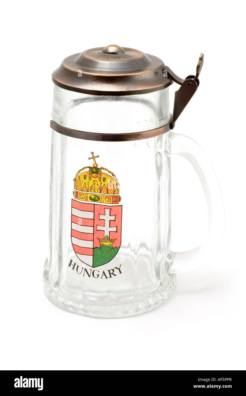 series object on white beer mug with cover Stock Photo - Alamy