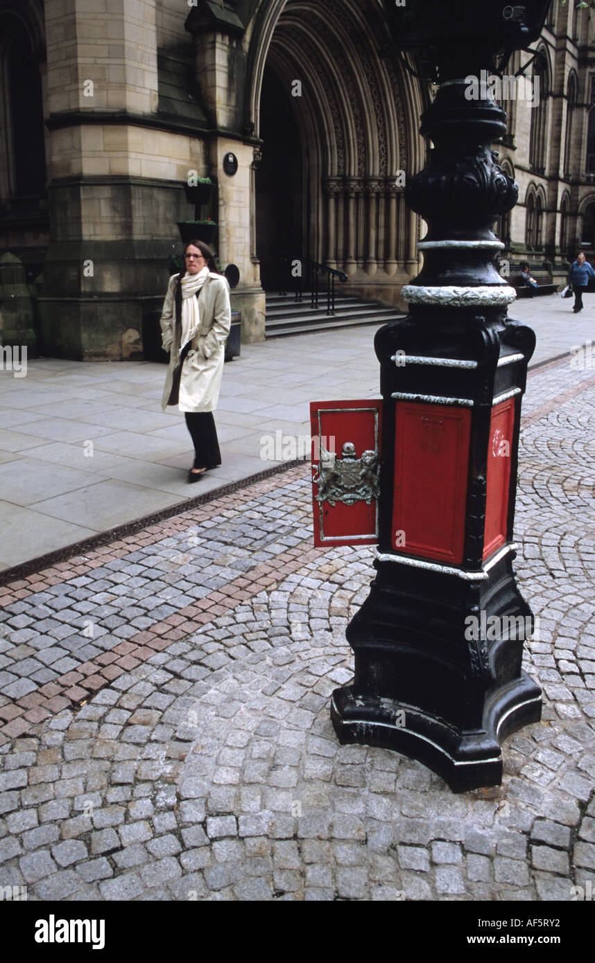 Brightly Painted Lamp-post Outside Manchester Town Hall Stock Photo - Alamy