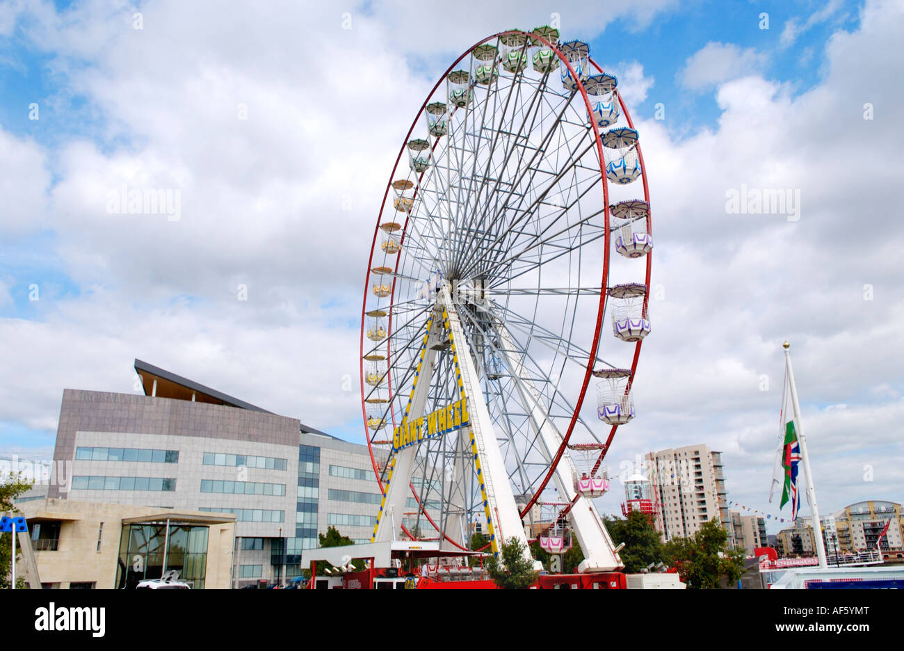 Giant wheel fun fair ride Cardiff Bay South Wales UK Stock Photo - Alamy