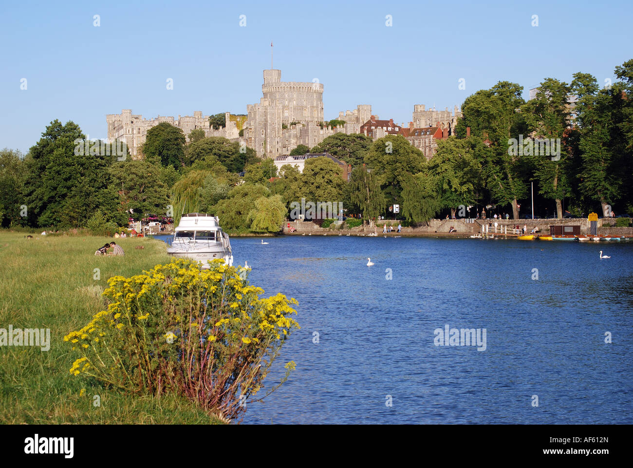 Windsor Castle over River Thames, Windsor, Berkshire, England, United ...