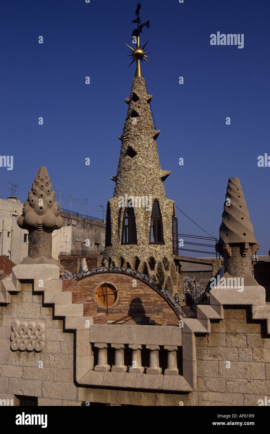 barcelona gaudi architecture detail palau guell palace Stock Photo - Alamy