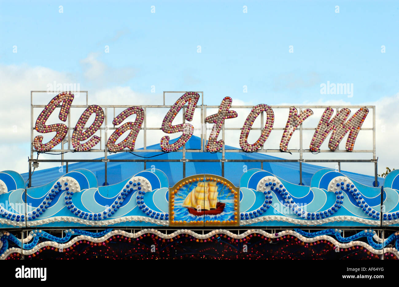 SEA STORM fun fair ride Cardiff Bay South Wales UK Stock Photo - Alamy