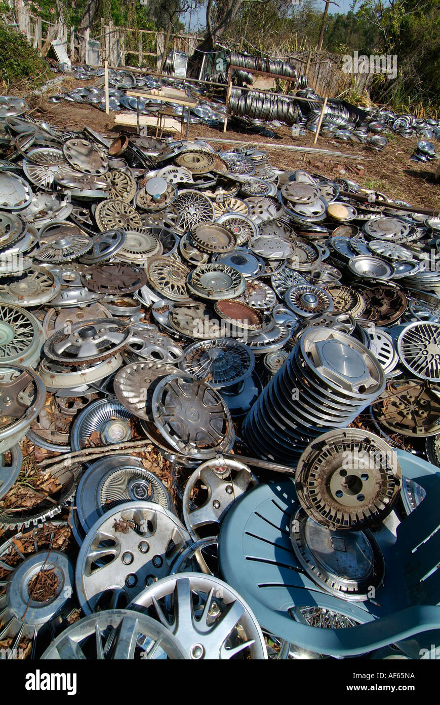 Roadside junk yard resale business of household items located on ...