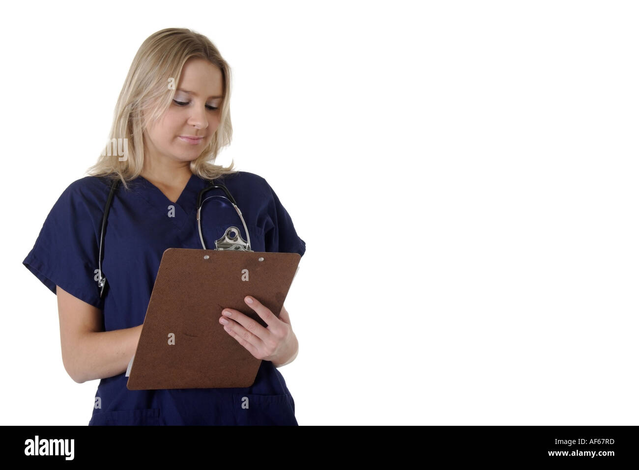 Attractive nurse in blue Stock Photo - Alamy
