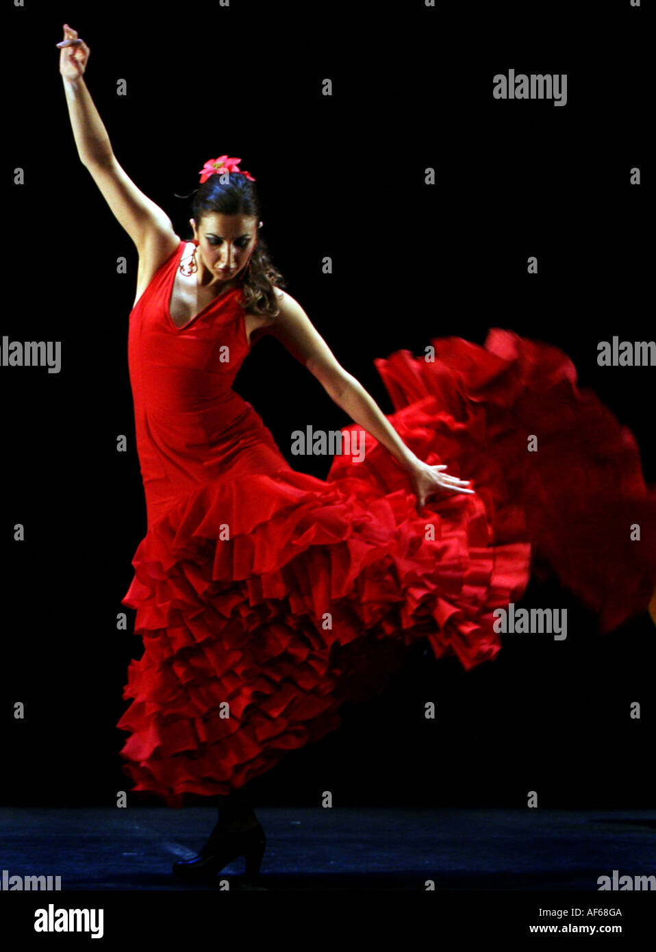 A Spanish flamenco dancer performs at Sadler´s Wells Theatre, London ...