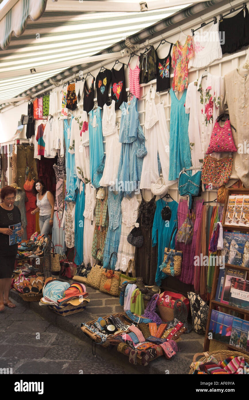 clothing display ouitside shop Lipari Stock Photo - Alamy