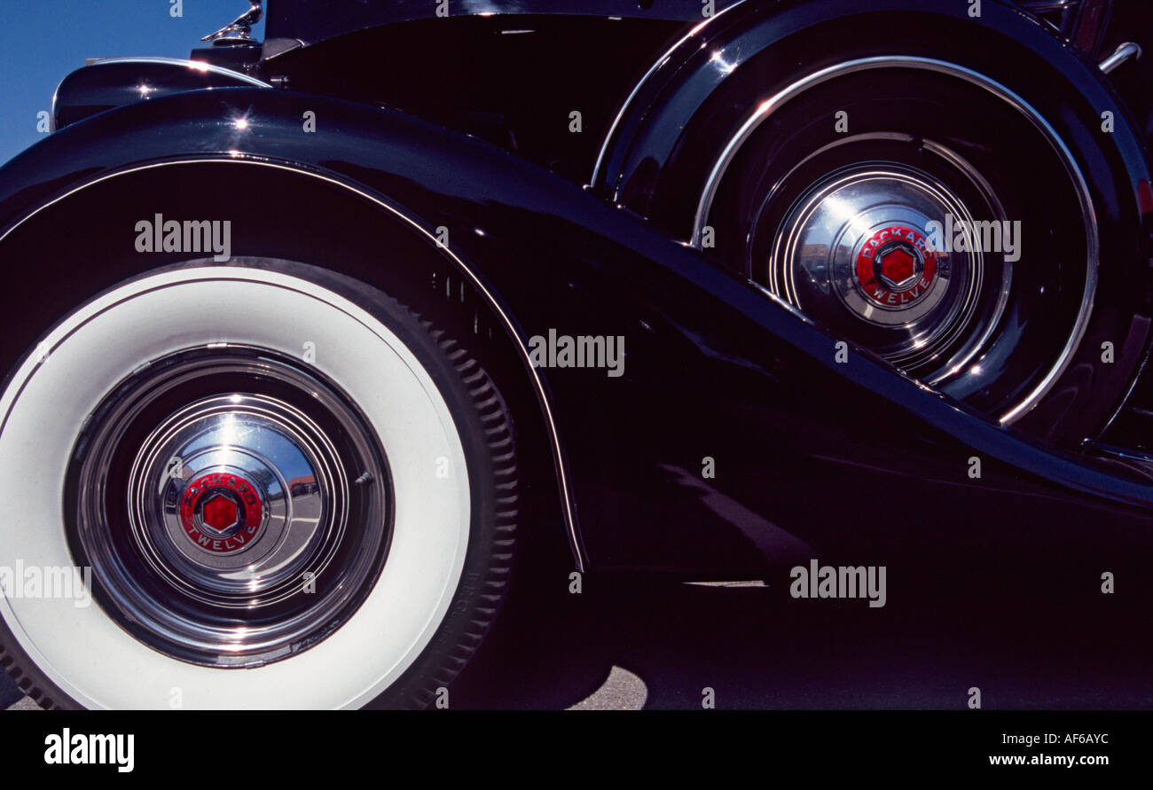 Front wheel and spare tire on a Packard Twelve Stock Photo - Alamy