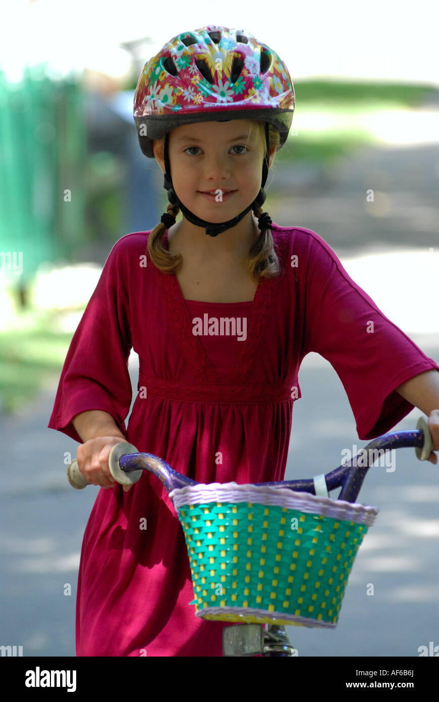 Girl on her bike outdoor Stock Photo - Alamy