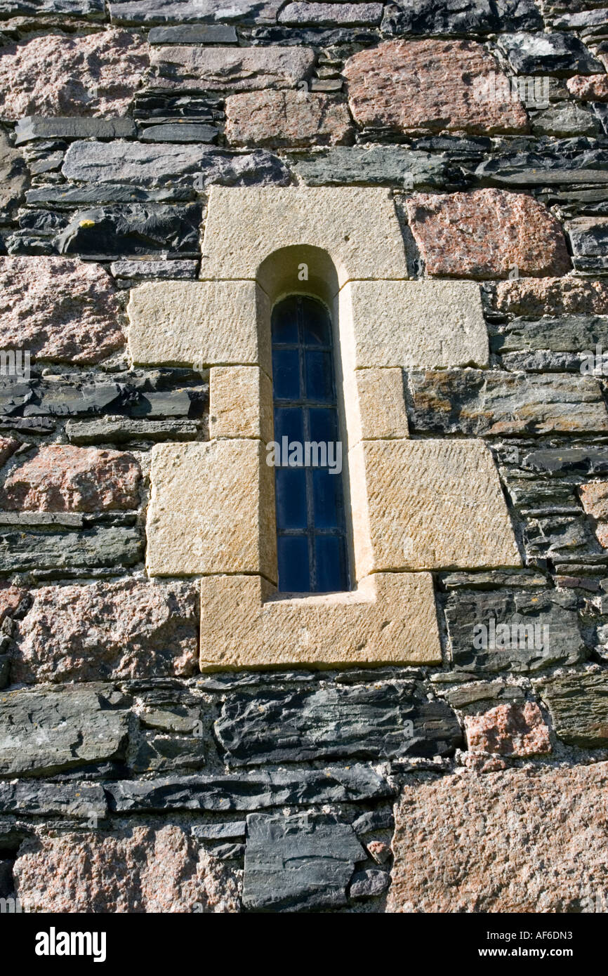 Detail of windows in pink granite walls in the ruins of Augustine ...