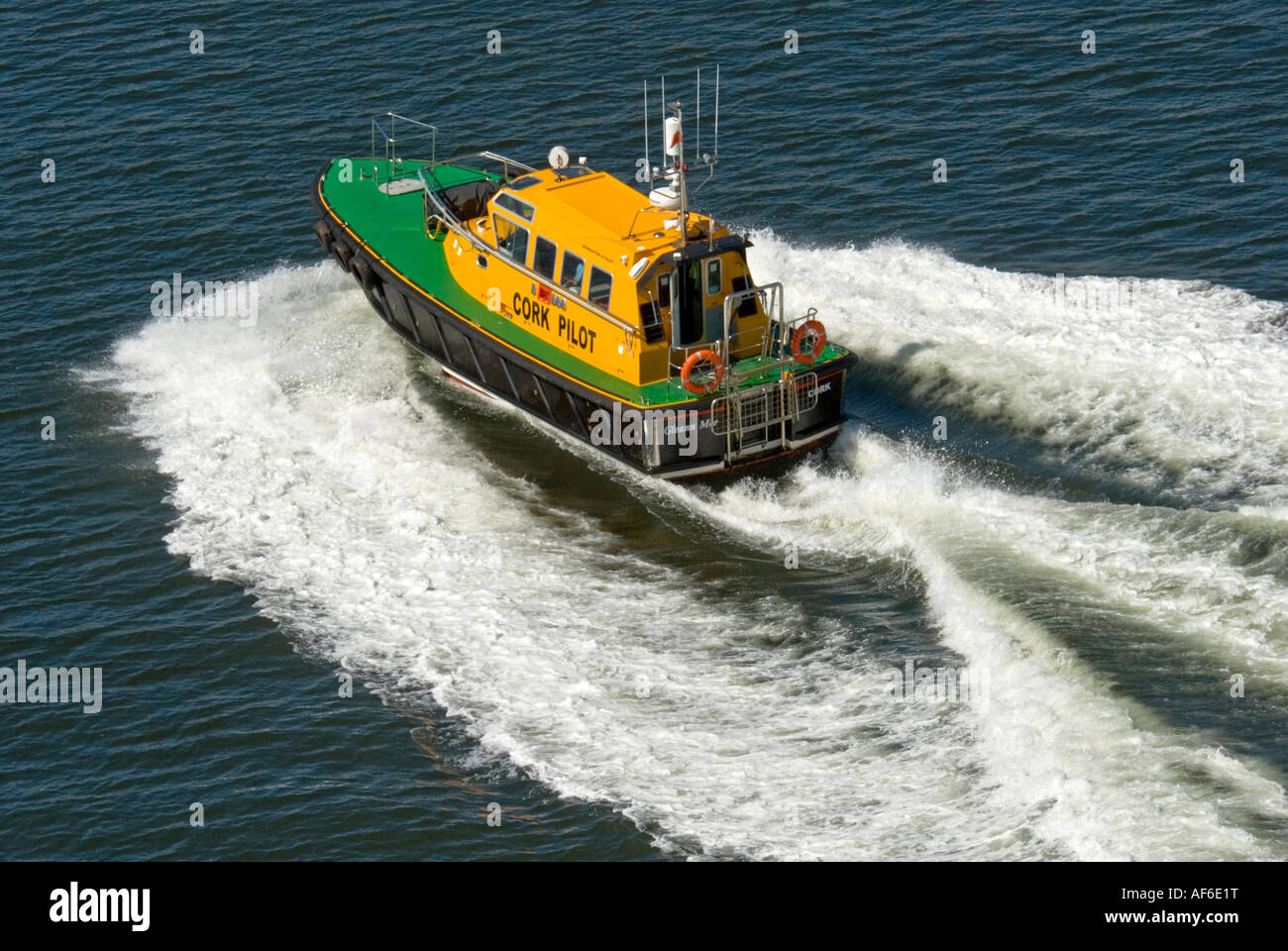 The city of Cork pilot launch at speed The launch is in the harbour at ...