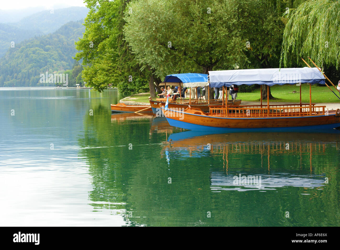 Pletna boat Slovenia Stock Photo - Alamy