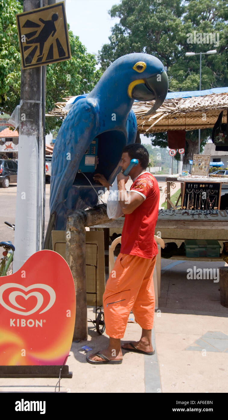 Parrot telephone booth Alter do Chão Pará Brazil Stock Photo - Alamy