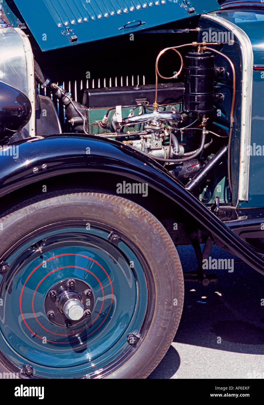 Ford A engine compartment and front wheel Stock Photo - Alamy