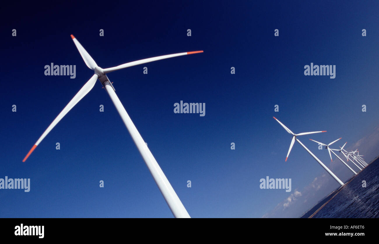 Modern offshore wind turbine power plant, 2.0 MegaWatt Vestas V80 and ...