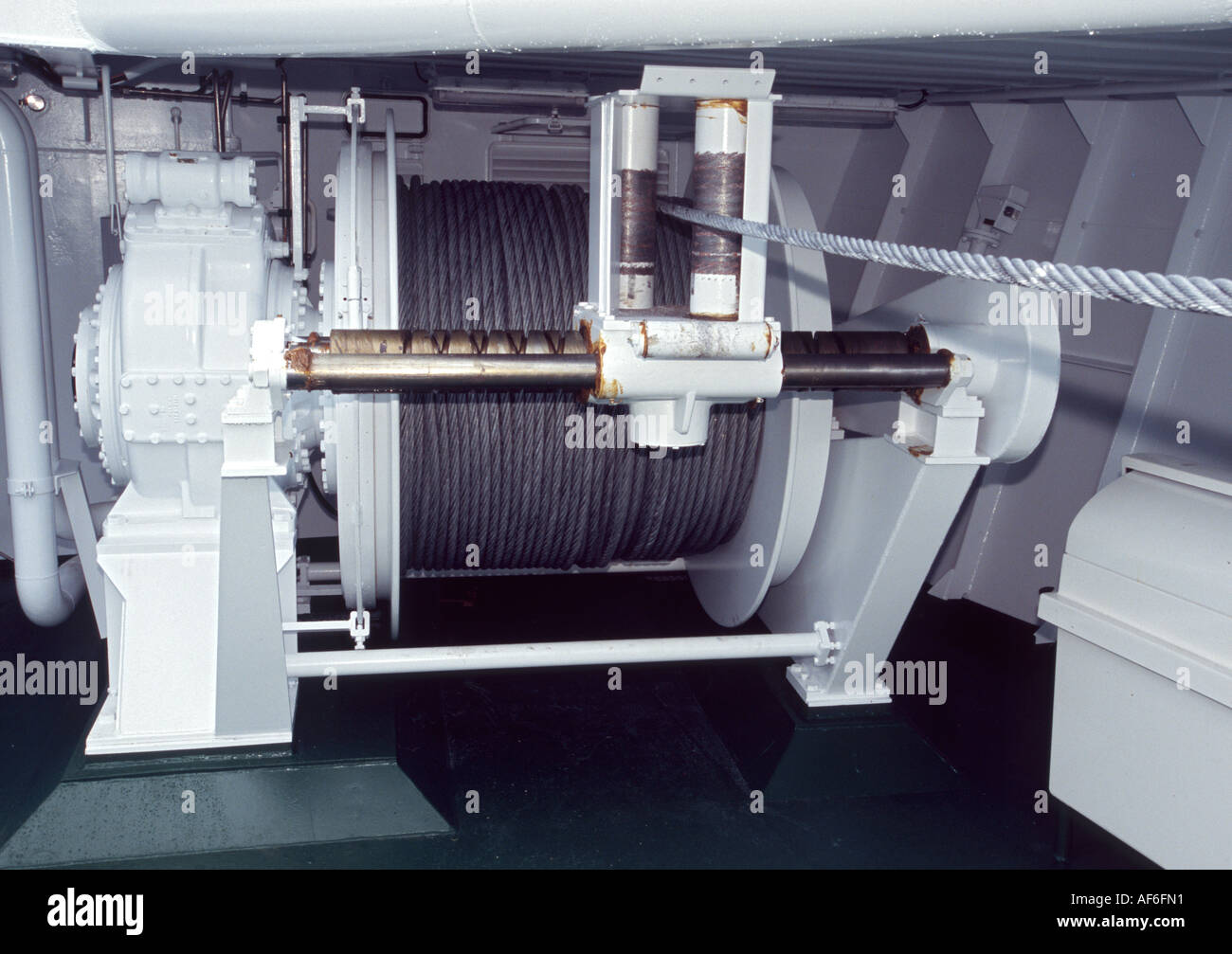 Windlass aboard a trawler Stock Photo - Alamy