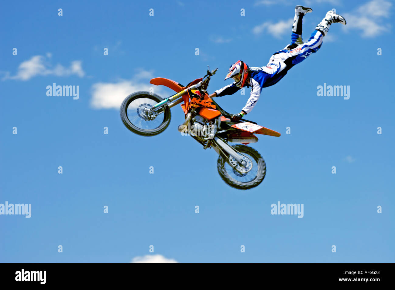 Motorcycle acrobatics fly Stock Photo - Alamy