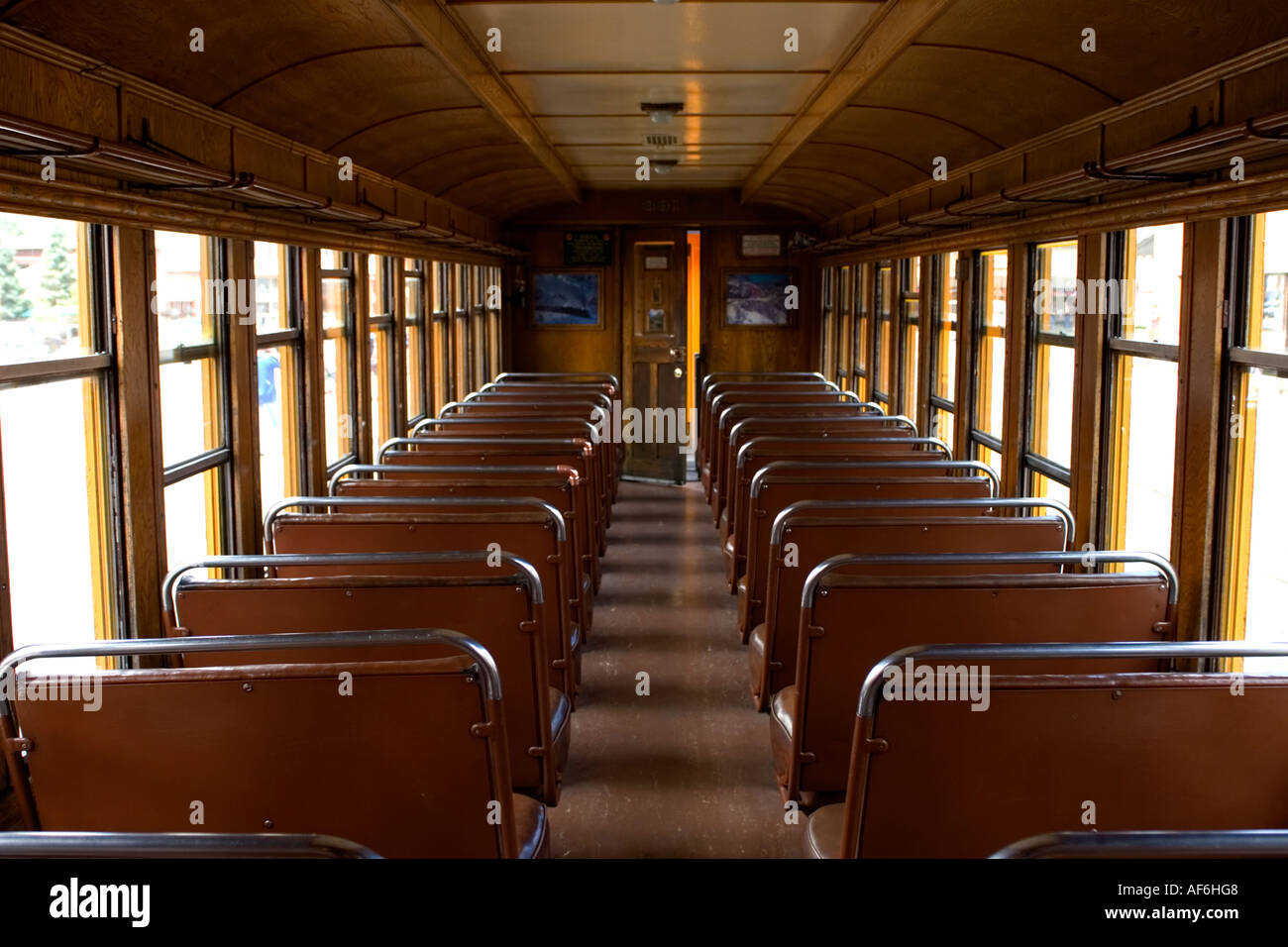 Railroad passenger car from rear Stock Photo - Alamy