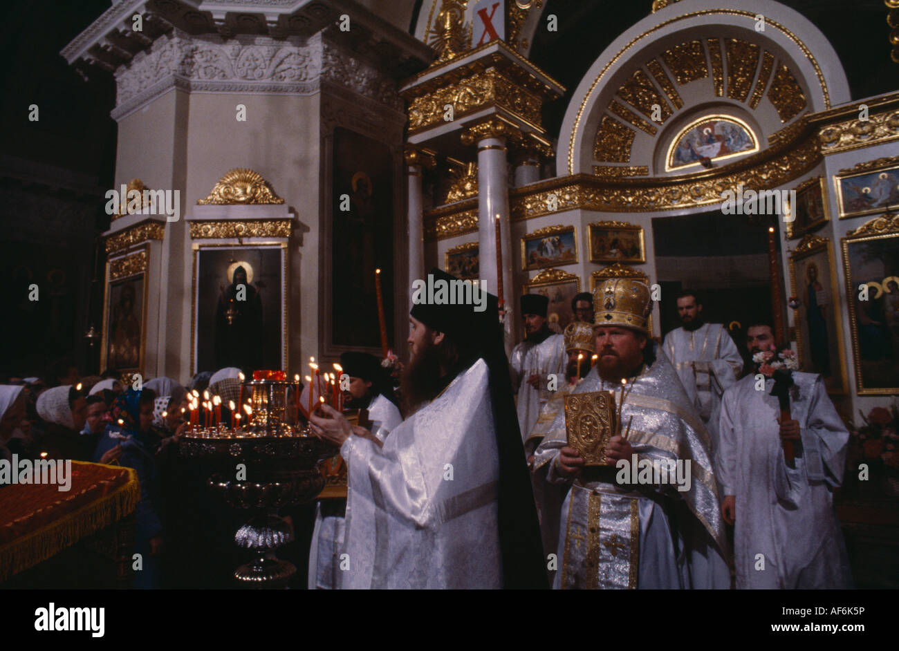 RUSSIA Moscow St Daniil Monastery Russian Christian Orthodox priests in ...