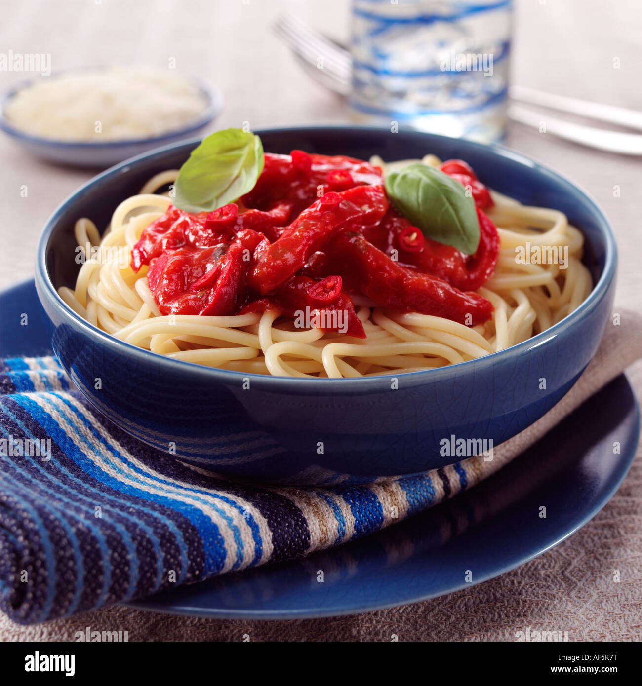 A plate of pasta with arabiatta sauce Stock Photo - Alamy