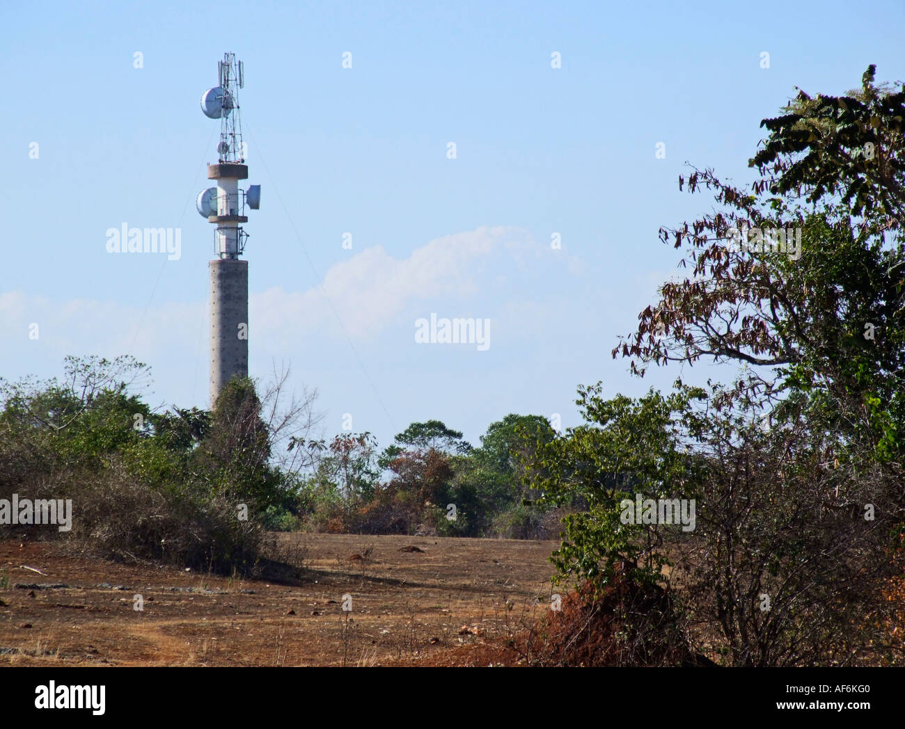 Telecoms mast in a remote rural area in Uganda Stock Photo - Alamy