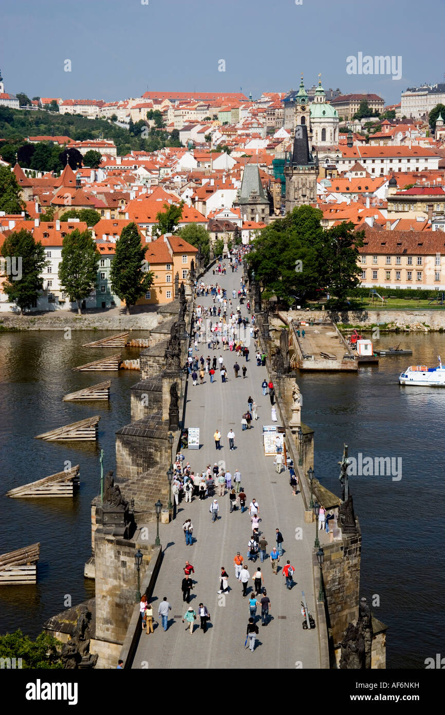 CZECH REPUBLIC Czechia Bohemia Prague Tourists walking on Charles ...