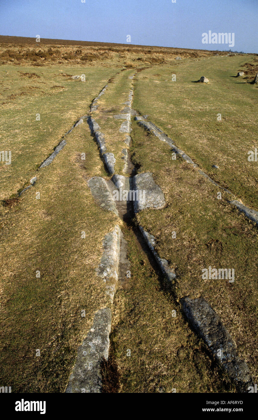 The granite railway or Haytor Granite Tramway Dartmoor Devon Stock ...