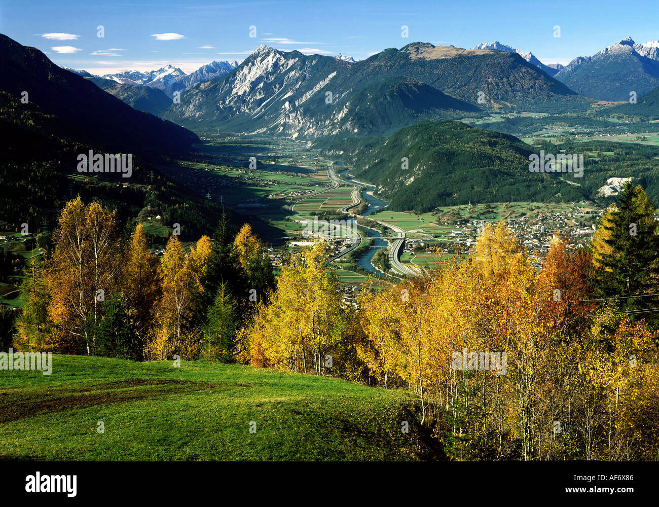 geography / travel, Austria, Tyrol, Inntal near Telfs, view from Mösern ...