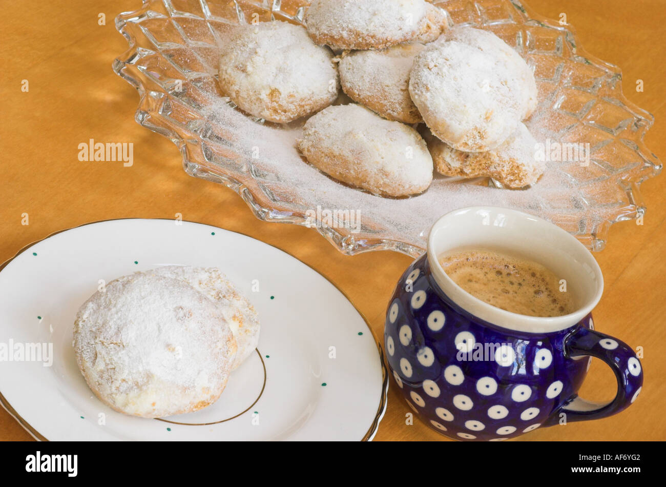 Traditional Greek Kourabiethes shortbread biscuits Stock Photo - Alamy
