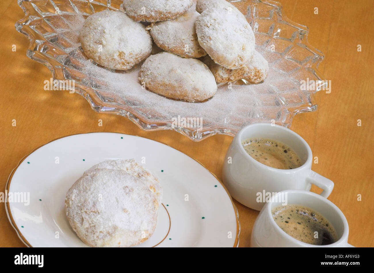 Traditional Greek Kourabiethes shortbread biscuits Stock Photo - Alamy