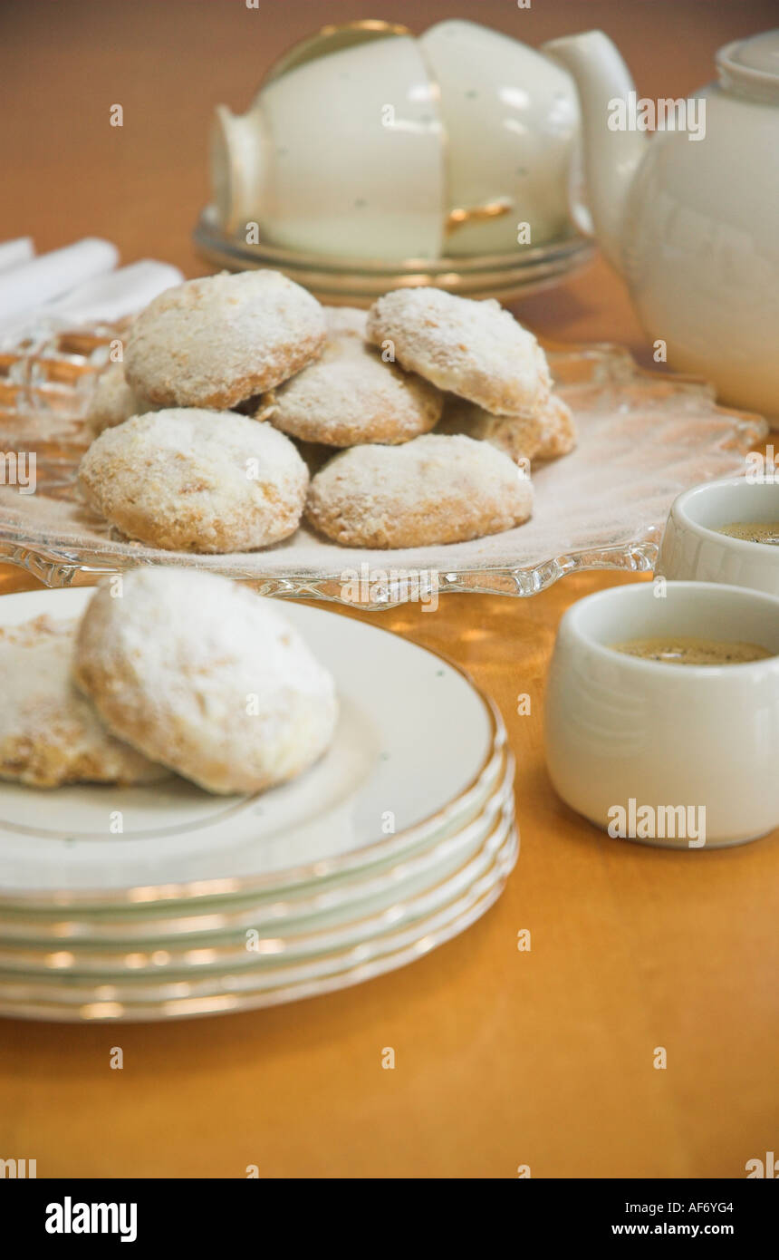 Traditional Greek Kourabiethes shortbread biscuits Stock Photo - Alamy