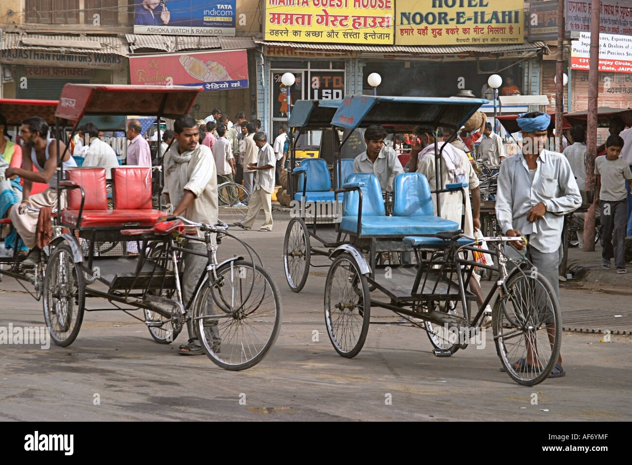 Rickshaw drivers wait for customers, Jaipur Rajasthan India South Asia ...