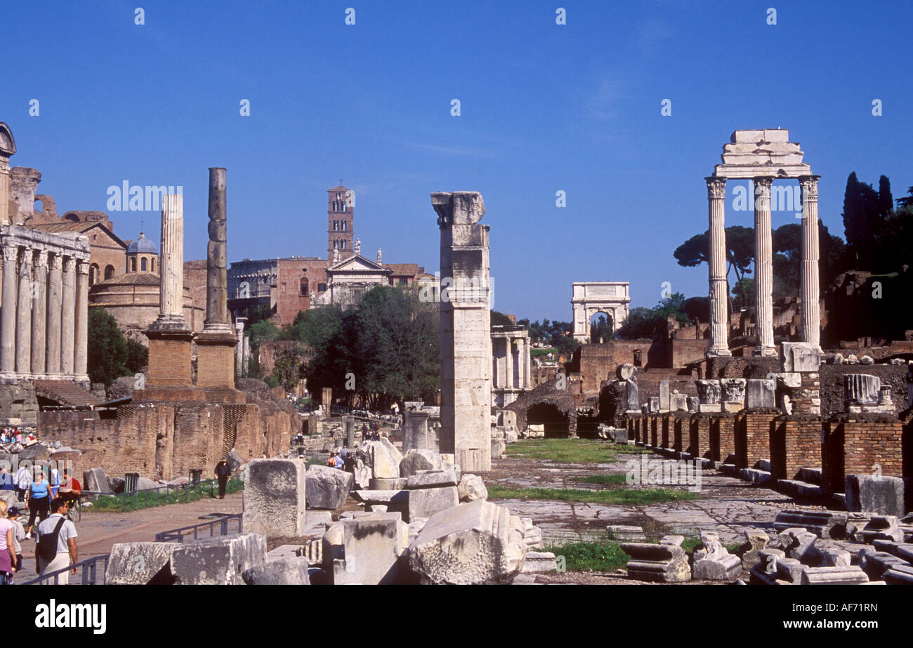 Rome - The Roman Forum View showing the three remaining columns of the ...