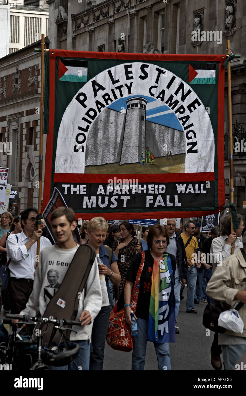 People with Palestine Solidarity Campaign PSC posters signs and banners ...