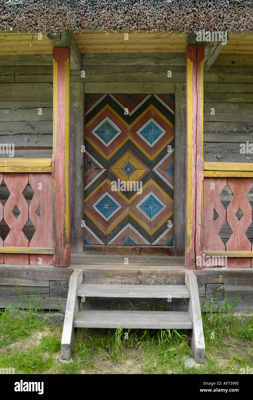 Door detail of traditional Latvian granary circa 1889, Lativan Open Air ...