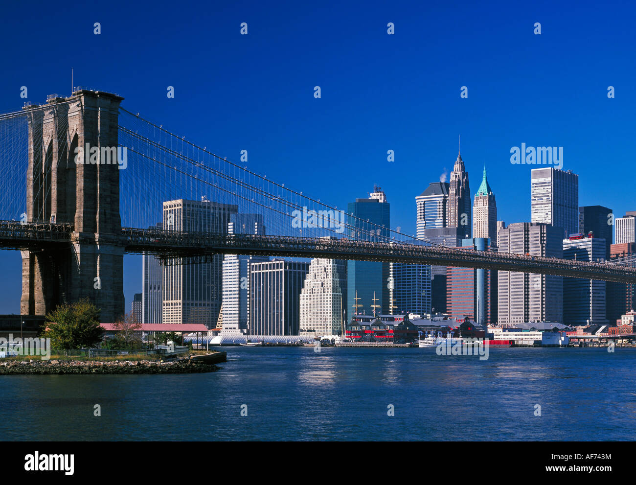 Lower Manhattan and Brooklyn Bridge New York USA Stock Photo - Alamy