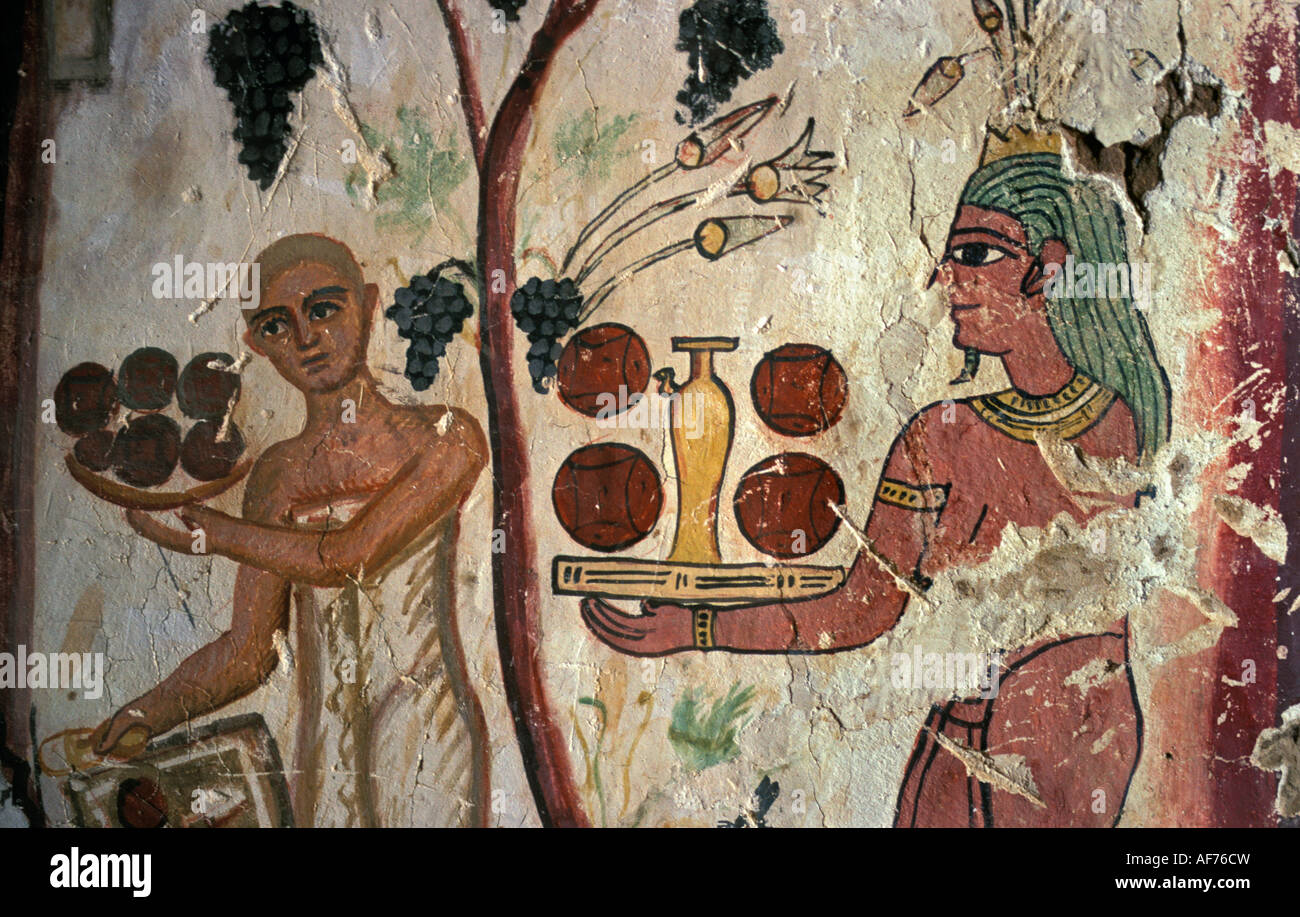 Egypt Bahariya Fresco in underground tomb Stock Photo - Alamy