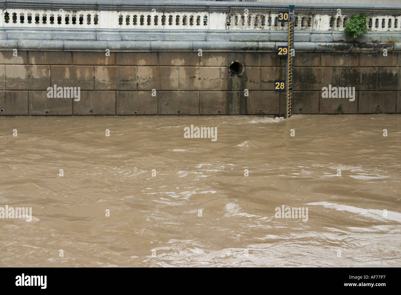 river water level indicator for flood warning system Stock Photo - Alamy