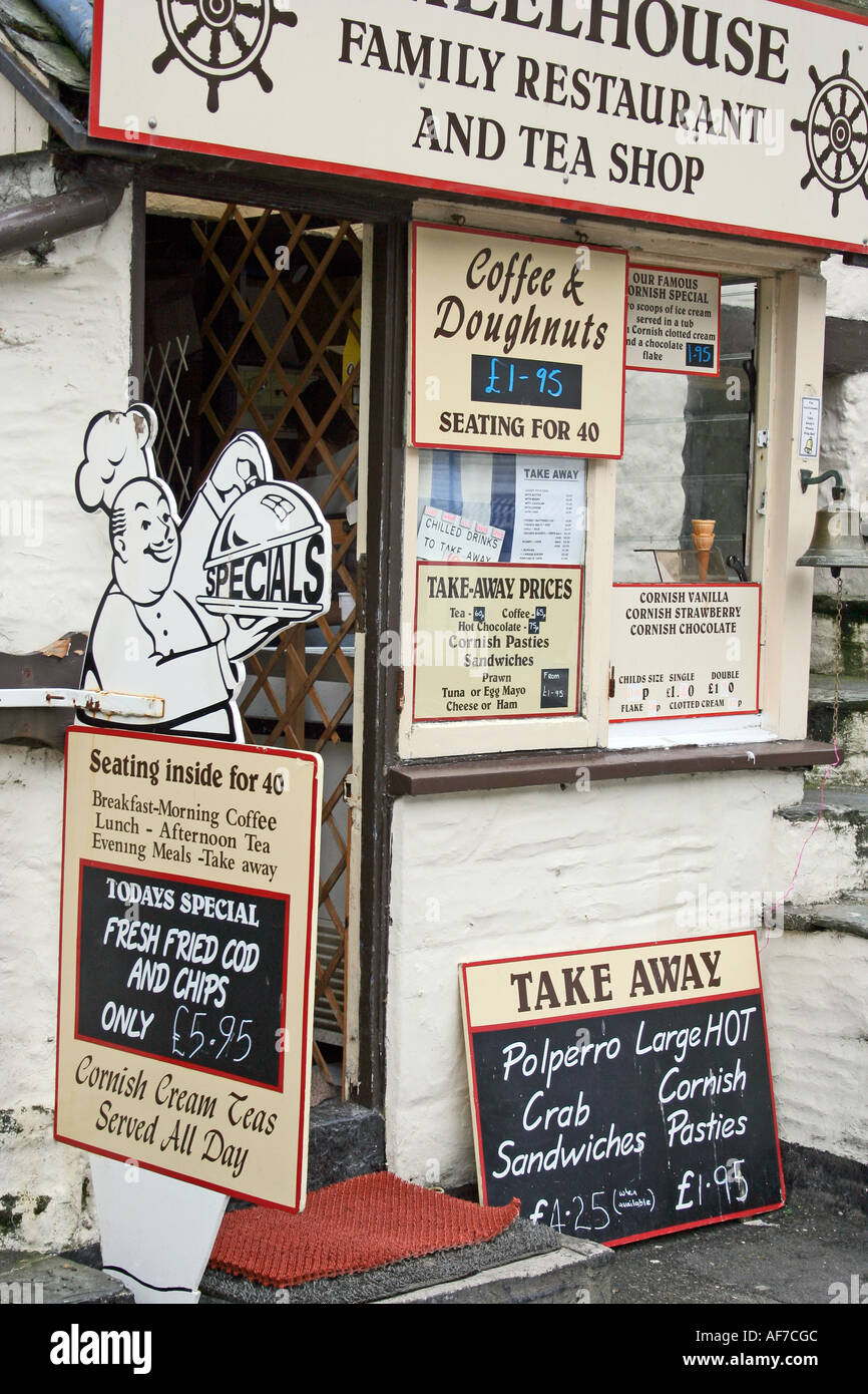 Take-away Restaurant and Tea Shop, Polperro, Cornwall, UK, Europe Stock ...