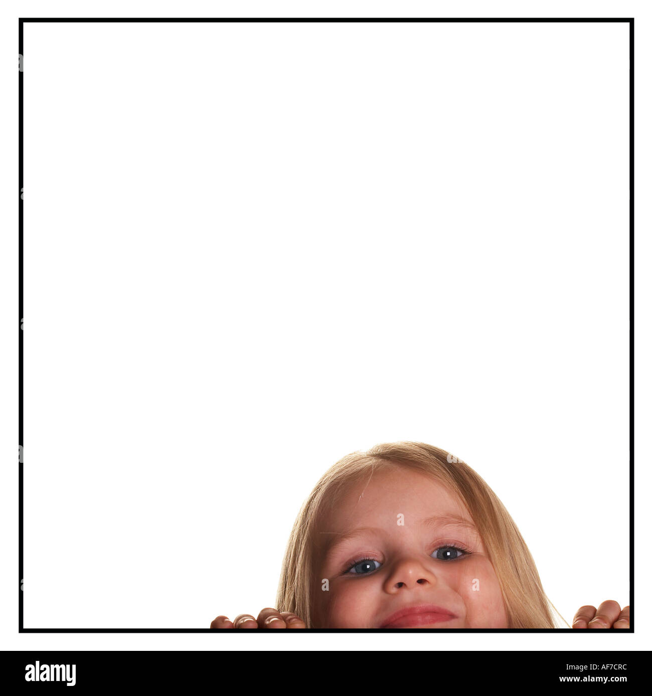 Girl Peeping over frame Stock Photo - Alamy