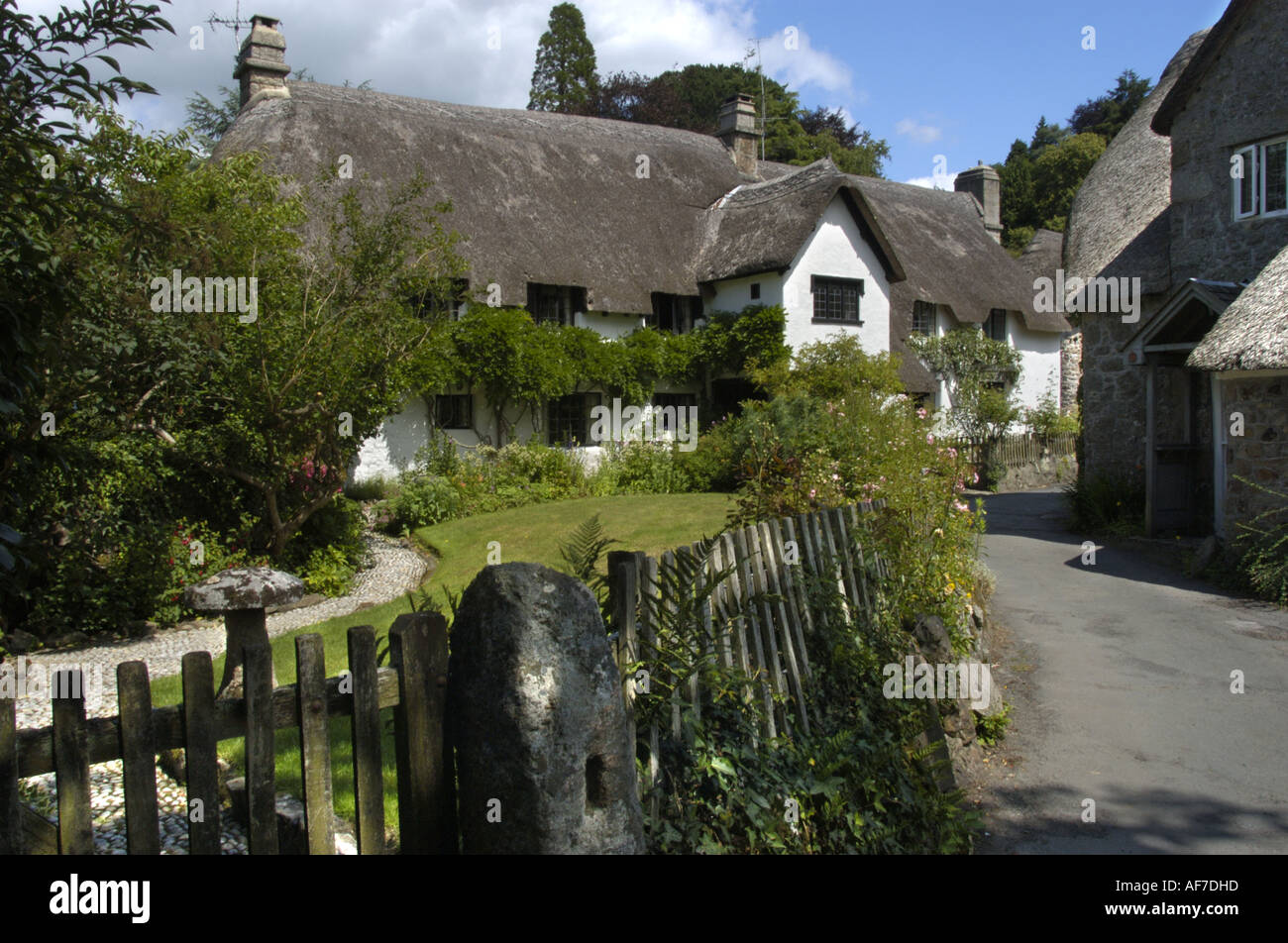 Houses in Lustleigh Village Dartmoor National Park Devon England Stock ...