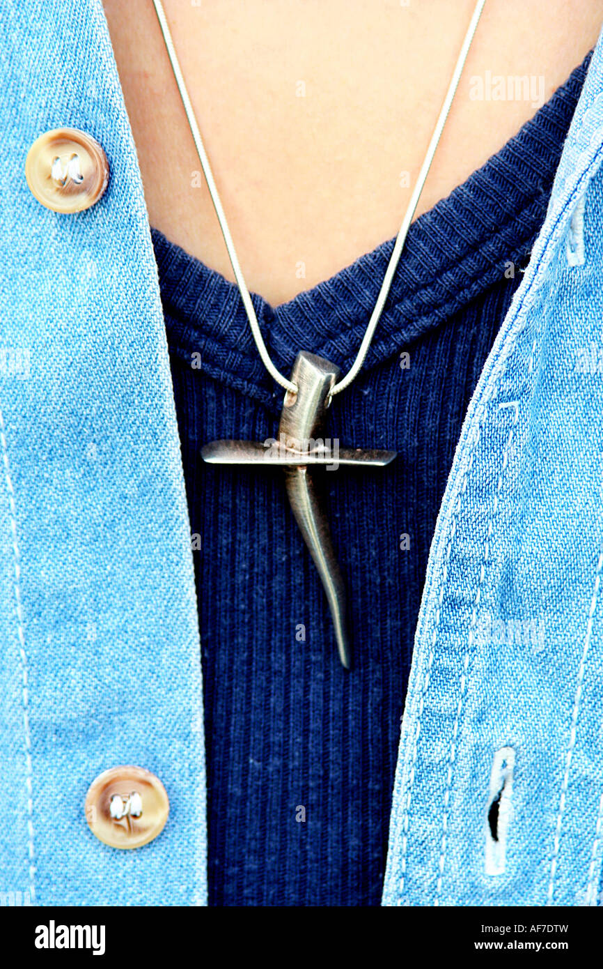 Neck silver cross hi-res stock photography and images - Alamy