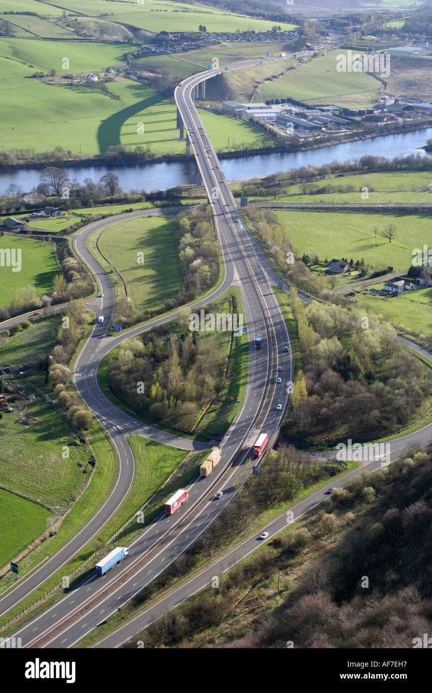 river tay from kinnoull hill perth M90 motorway link scotland uk gb ...