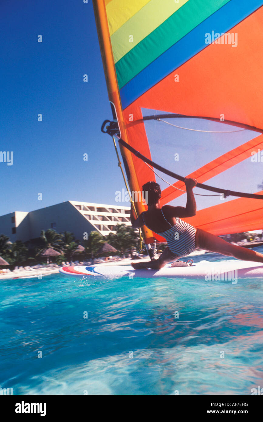 sailboarding off Cancun Yucatan Peninsula Quintana Roo Mexico Stock ...