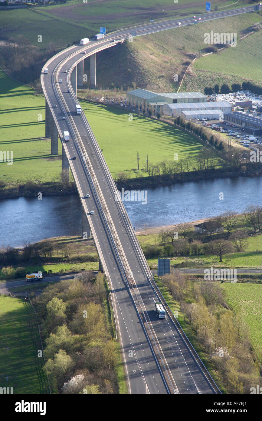 river tay from kinnoull hill perth M90 motorway link scotland uk gb ...