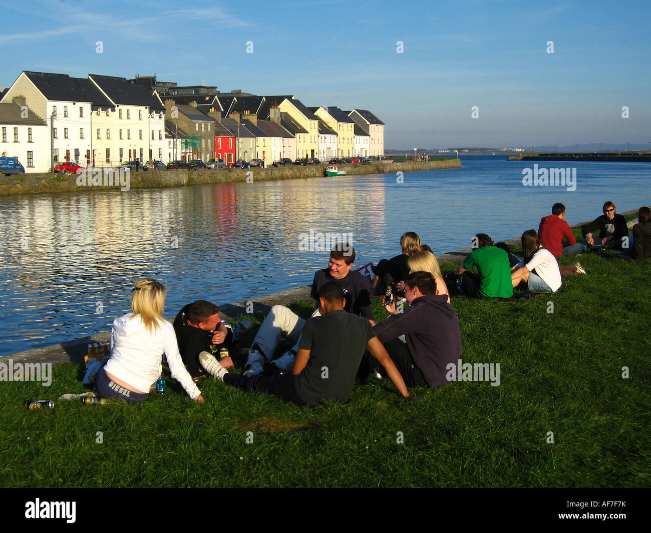 Claddagh quay and Corrib river. Galway. Galway Co. Ireland Stock Photo ...