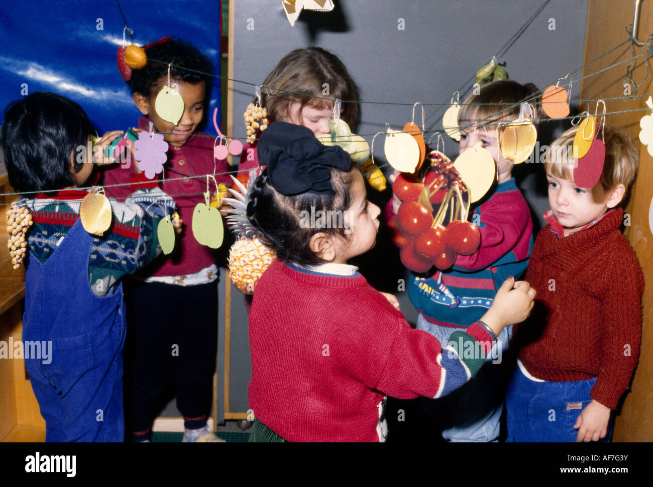 Sukkot (jewish Harvest Festival) In Nursery School in England Stock ...