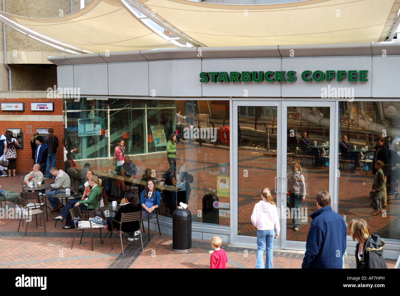 Starbucks Coffee shop, The Oracle Shopping Centre, Reading, Berkshire ...